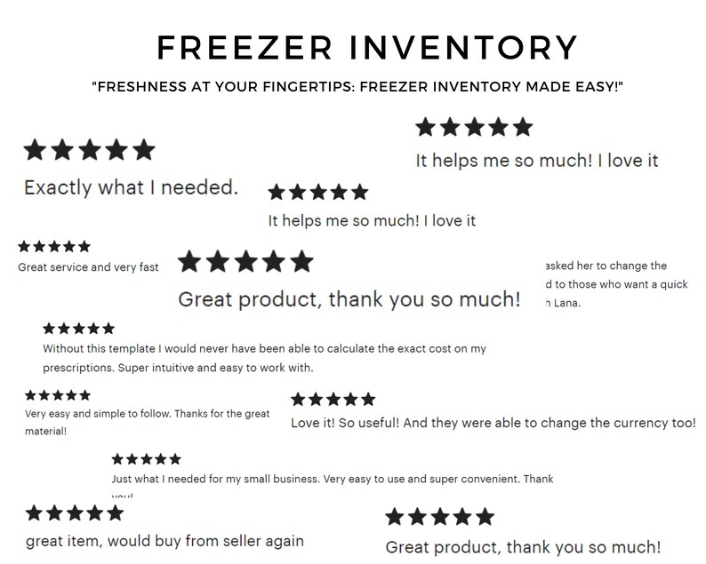 Freezer Inventory Template, Freezer Checklist, Freezer List, Food ...