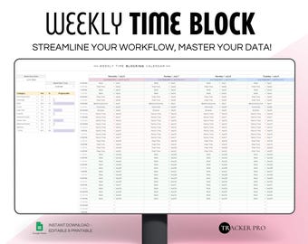 Time Blocking Template Google Sheet, Time Blocking Planner Excel ...