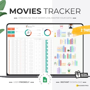 Movie Tracker Excel Spreadsheet, Movies Tracking Google Sheets, Film ...