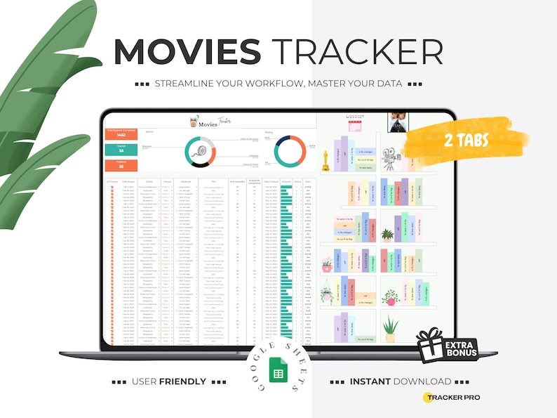 Movie Tracker Excel Spreadsheet, Movies Tracking Google Sheets, Film ...