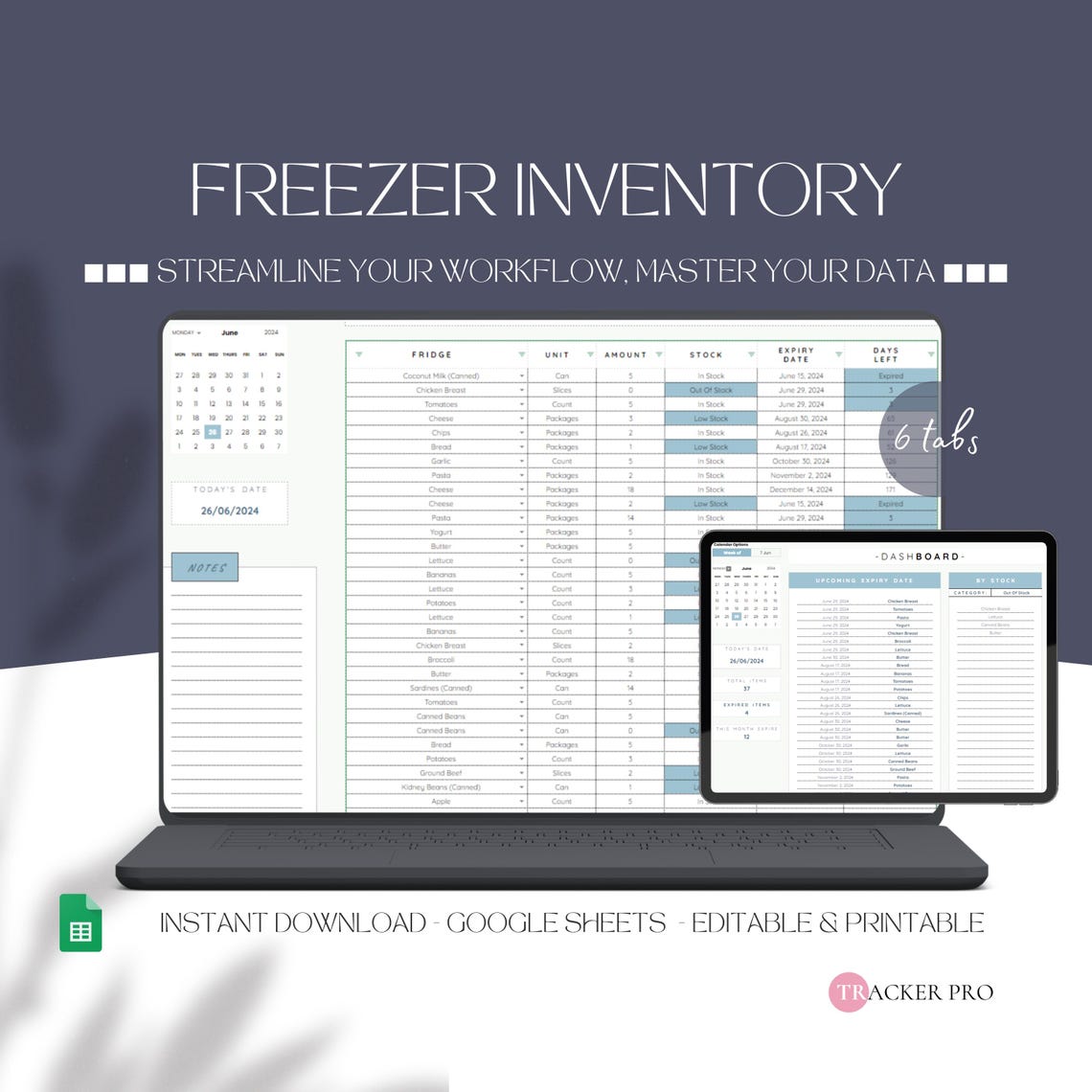 Food Inventory List, Freezer Inventory Template, Freezer Checklist ...