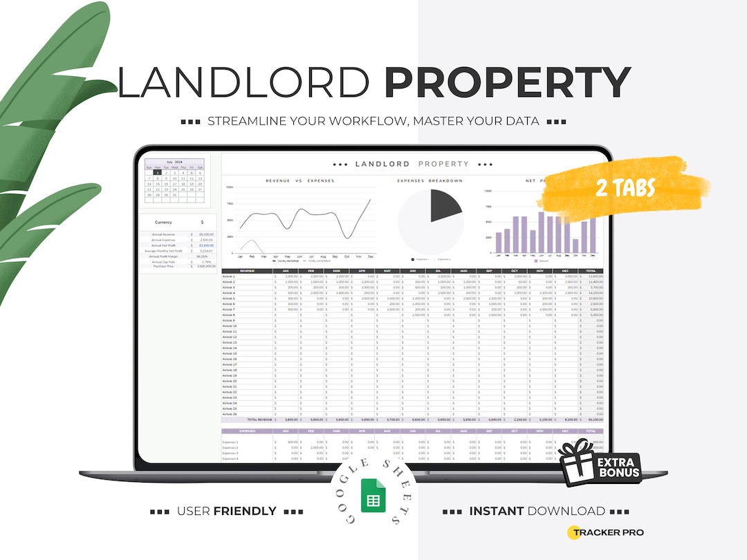 Landlord Rental Property Spreadsheet Template Google Sheets | Landlord ...