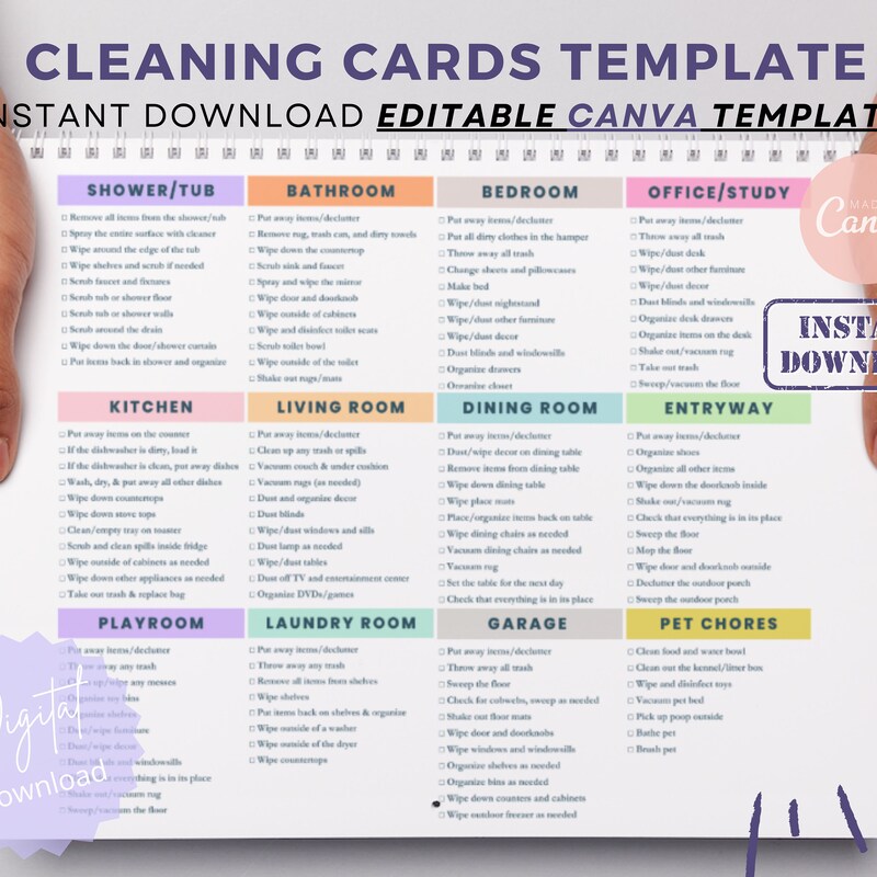 Cleaning Chore Cards - Etsy