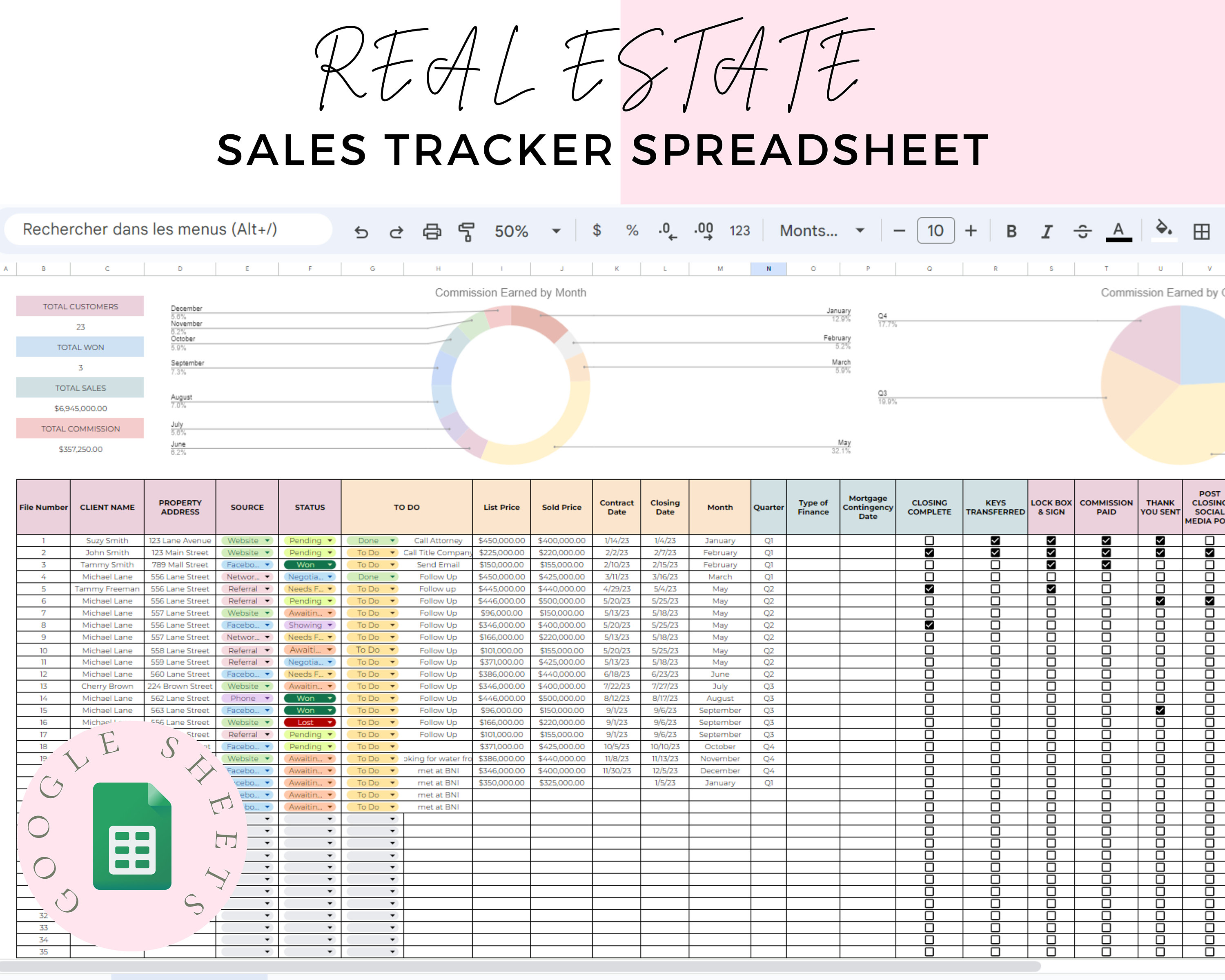 Real Estate Team Brokerage Sales Tracker Transaction Management Real ...