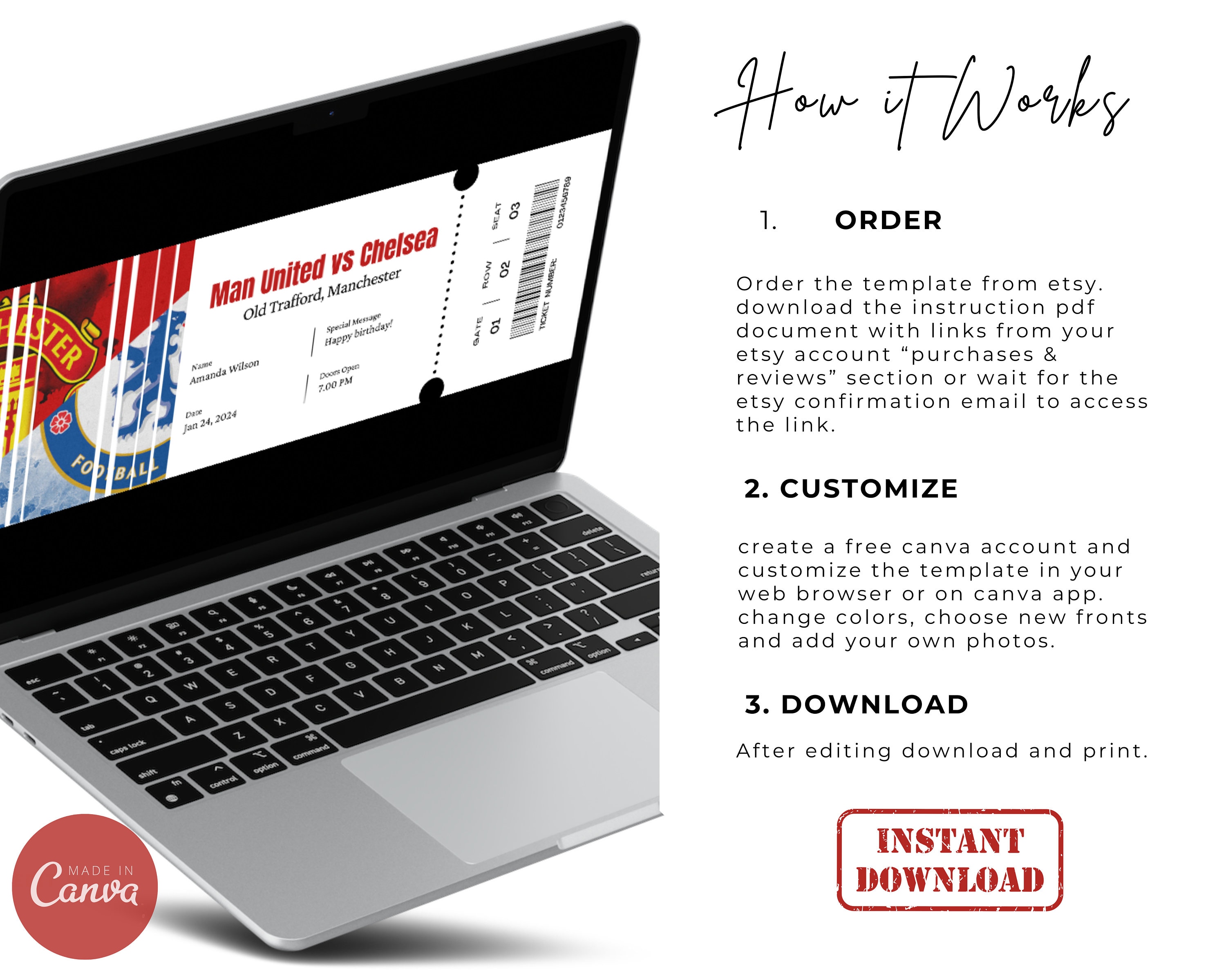 Editable Sports Ticket Template, DIY Sporting Ticket, Custom Sports ...