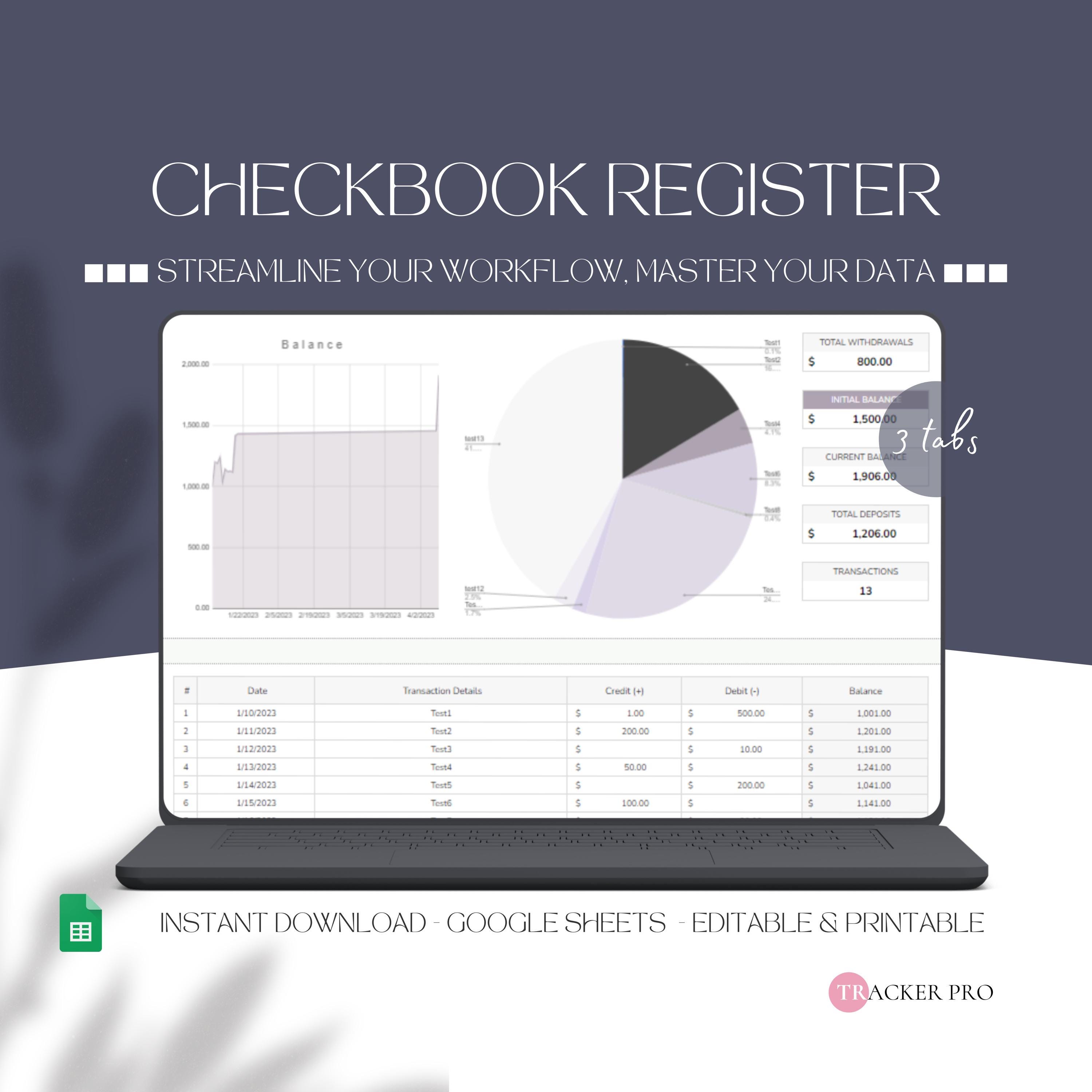 Checkbook Register Excel Spreadsheet, Check Book Register Google Sheets ...