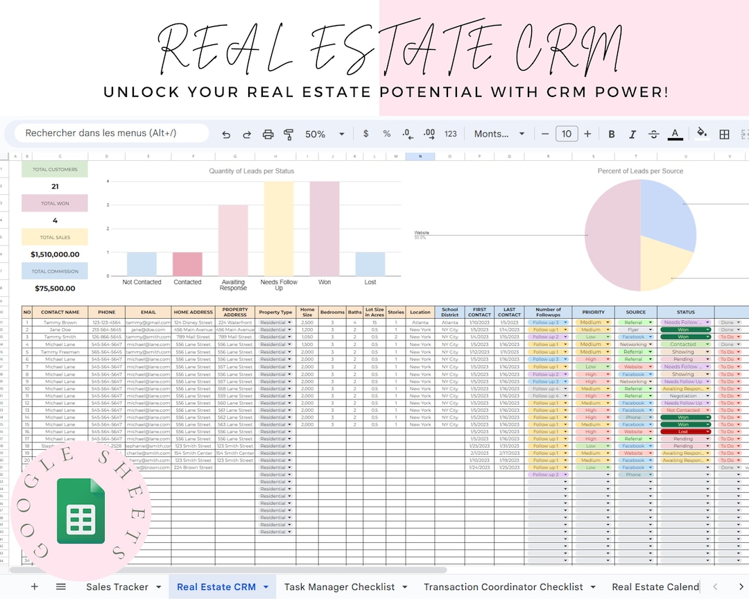 CRM Realtor, Realtor Client Tracker, Realtor Client Sheet, Realtor ...