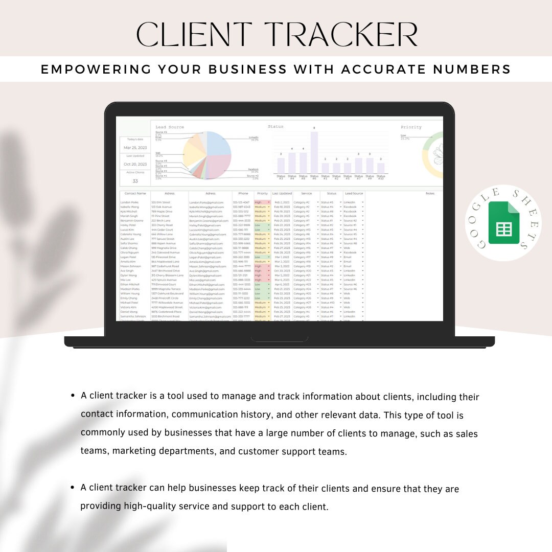 Customer Tracker Client Management for Small Businesses, CRM Dashboard ...