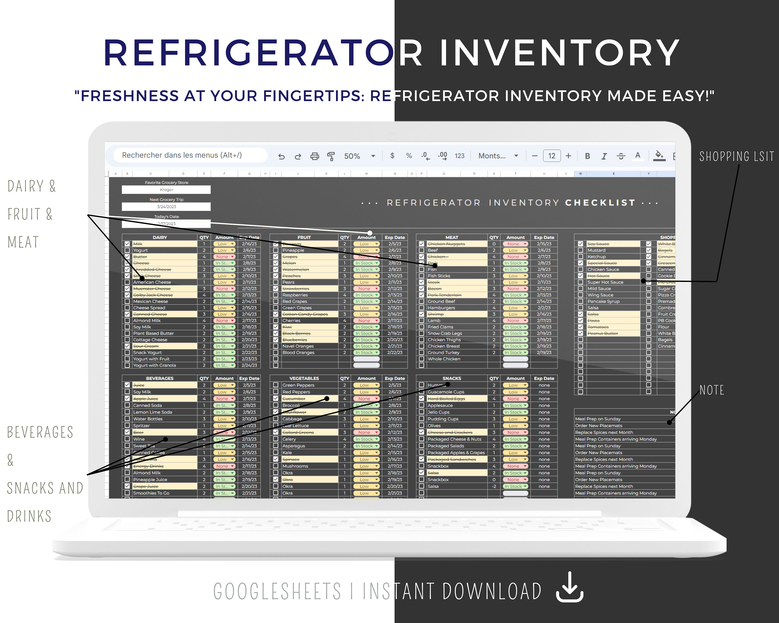 Refrigerator Food Tracker Excel Sheet Google,refrigerator Inventory ...