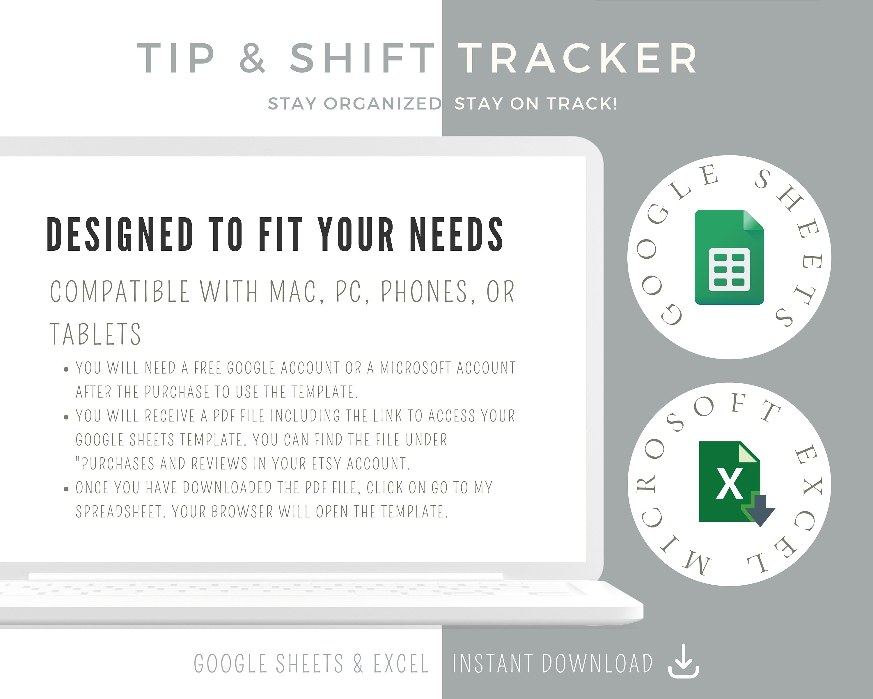Tips Tracker Spreadsheet, Free Log, Financial Planner, Waiter, Waitress ...