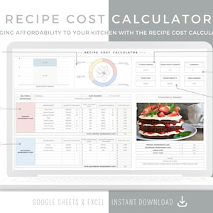 Recipe Cost Calculator for Cooking & Baking, Google Sheets Excel ...