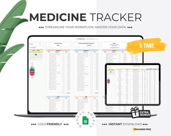 Medication Tracker Google Sheets Template, Medicine Tracker Spreadsheet ...