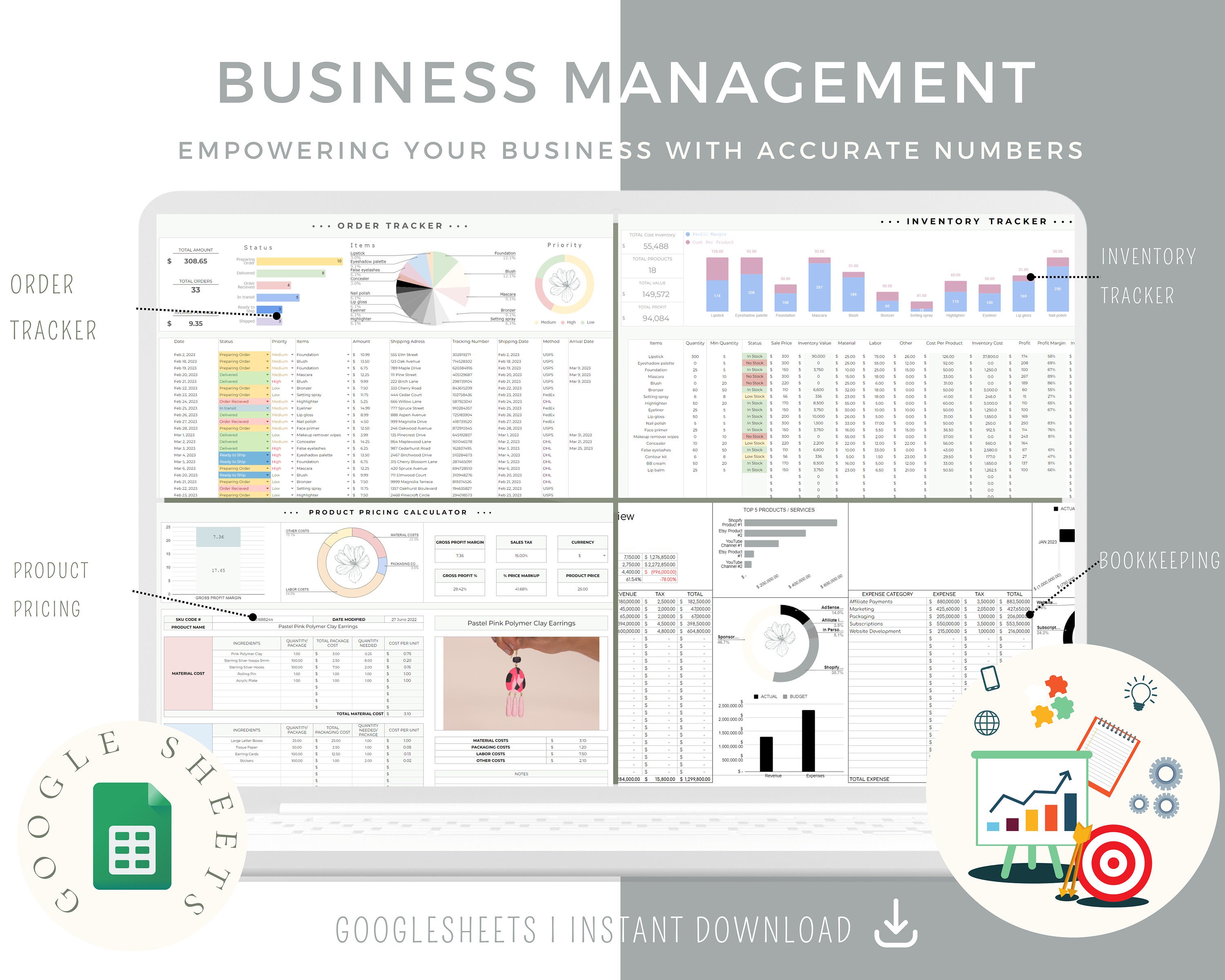 Small Business Management Spreadsheet Bundle Small Business - Etsy