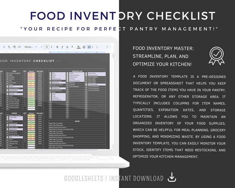 Food List Inventory Spreadsheet, Food Tracker Spreadsheet List Freezer ...