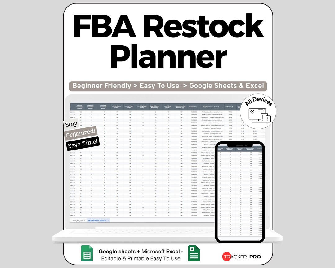 Amazon FBA Inventory and Restock Planner Google Sheets, Track Inventory ...