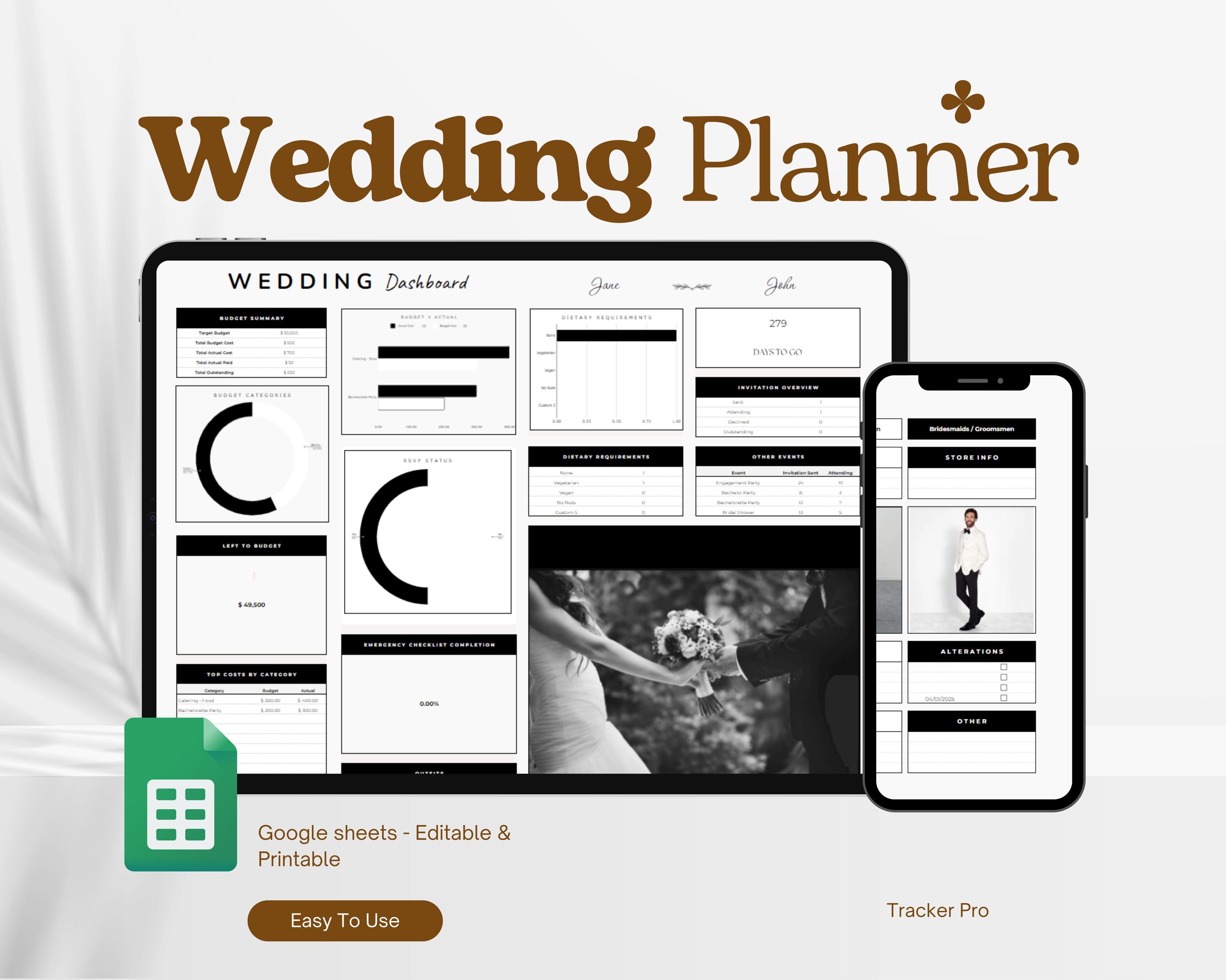 Wedding Planner Spreadsheet Wedding Budget Expenses Tracker Wedding ...