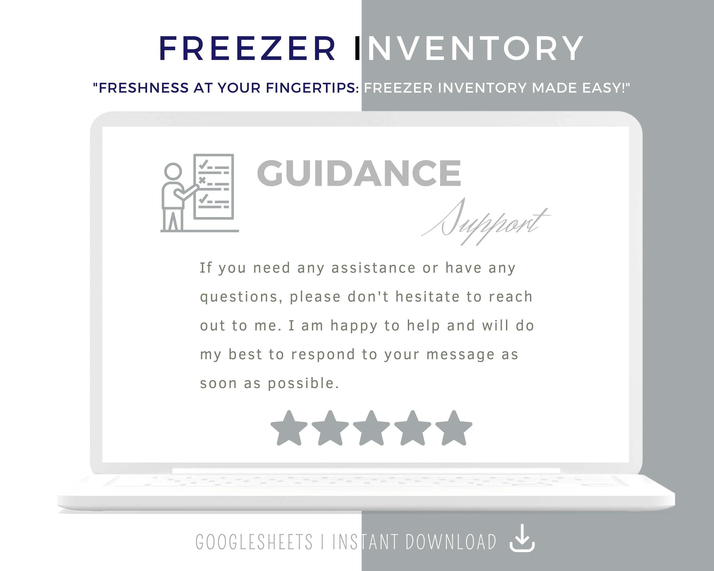 Freezer Inventory Template Freezer Checklist Freezer List - Etsy