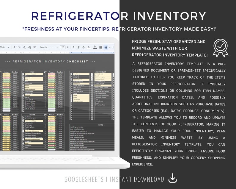 Refrigerator Food Tracker Excel Sheet Google,refrigerator Inventory ...