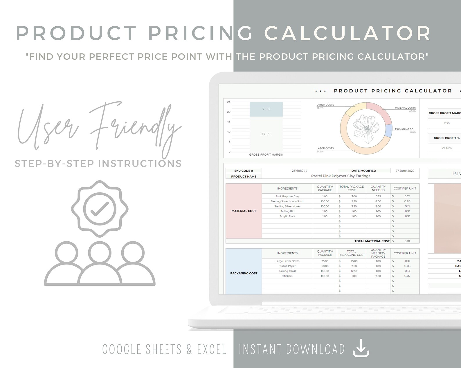 Pricing Calculator Spreadsheet, Price Handmade Products Google Sheet ...