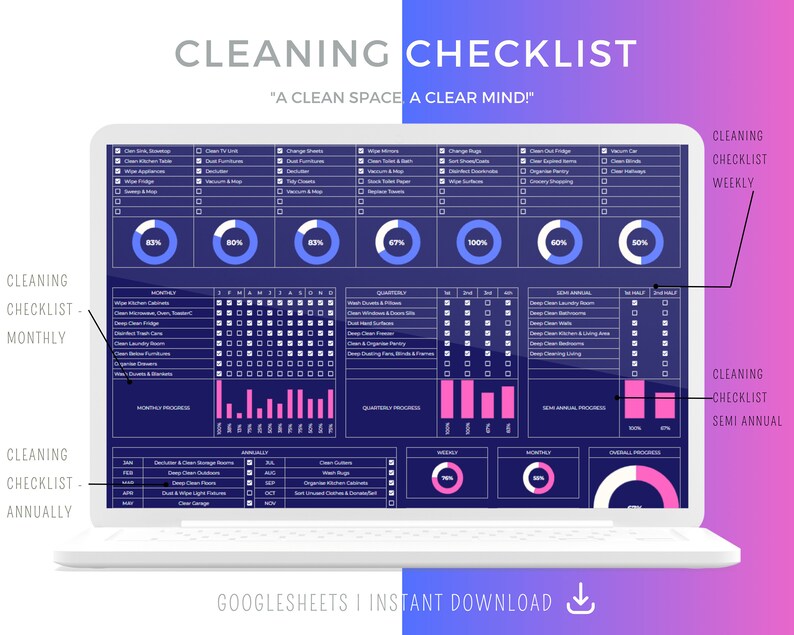 Cleaning Check List Cleaning Chart Cleaning Checklist - Etsy
