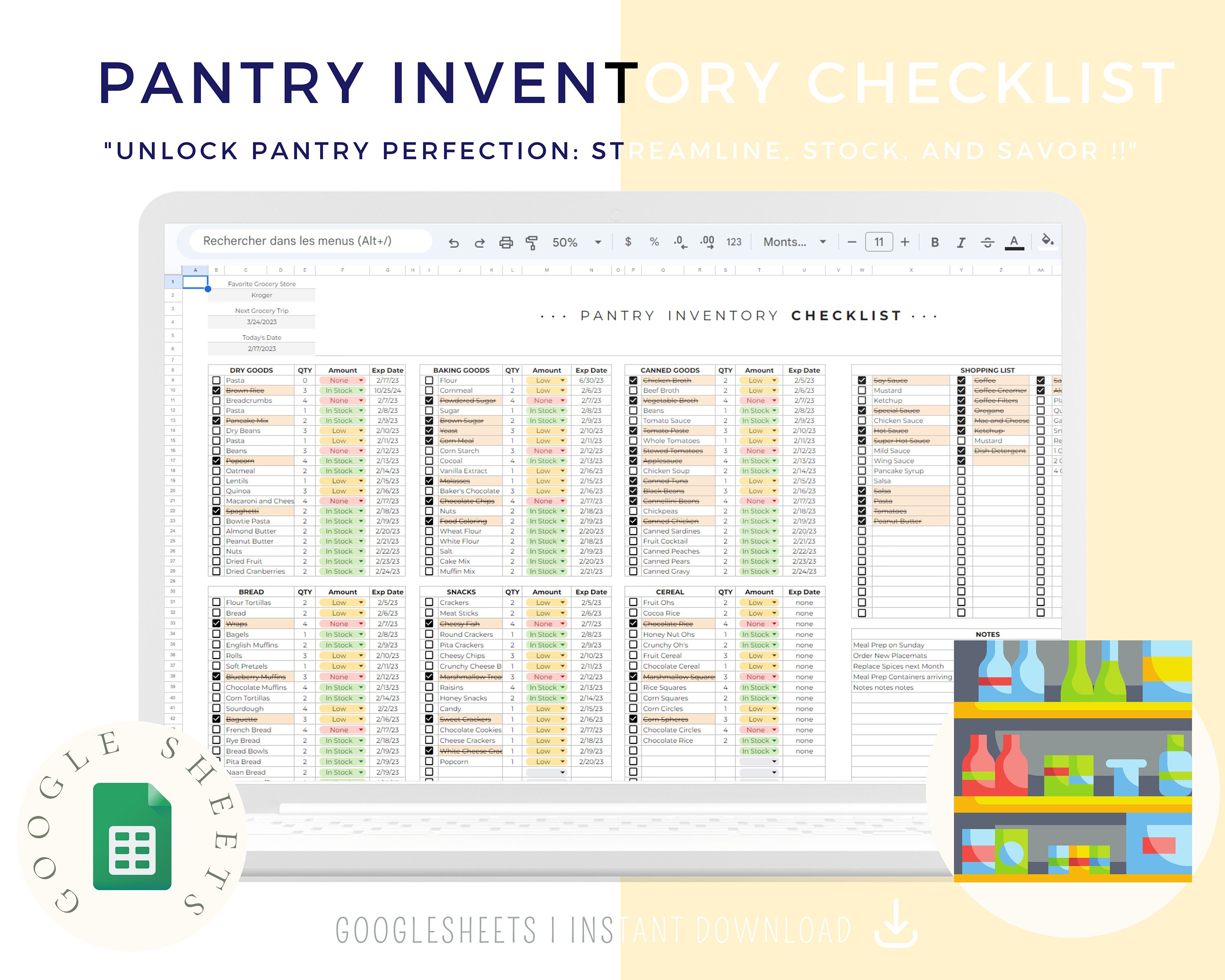 Pantry Inventory Template, Pantry List, Pantry Planner, Food Inventory ...