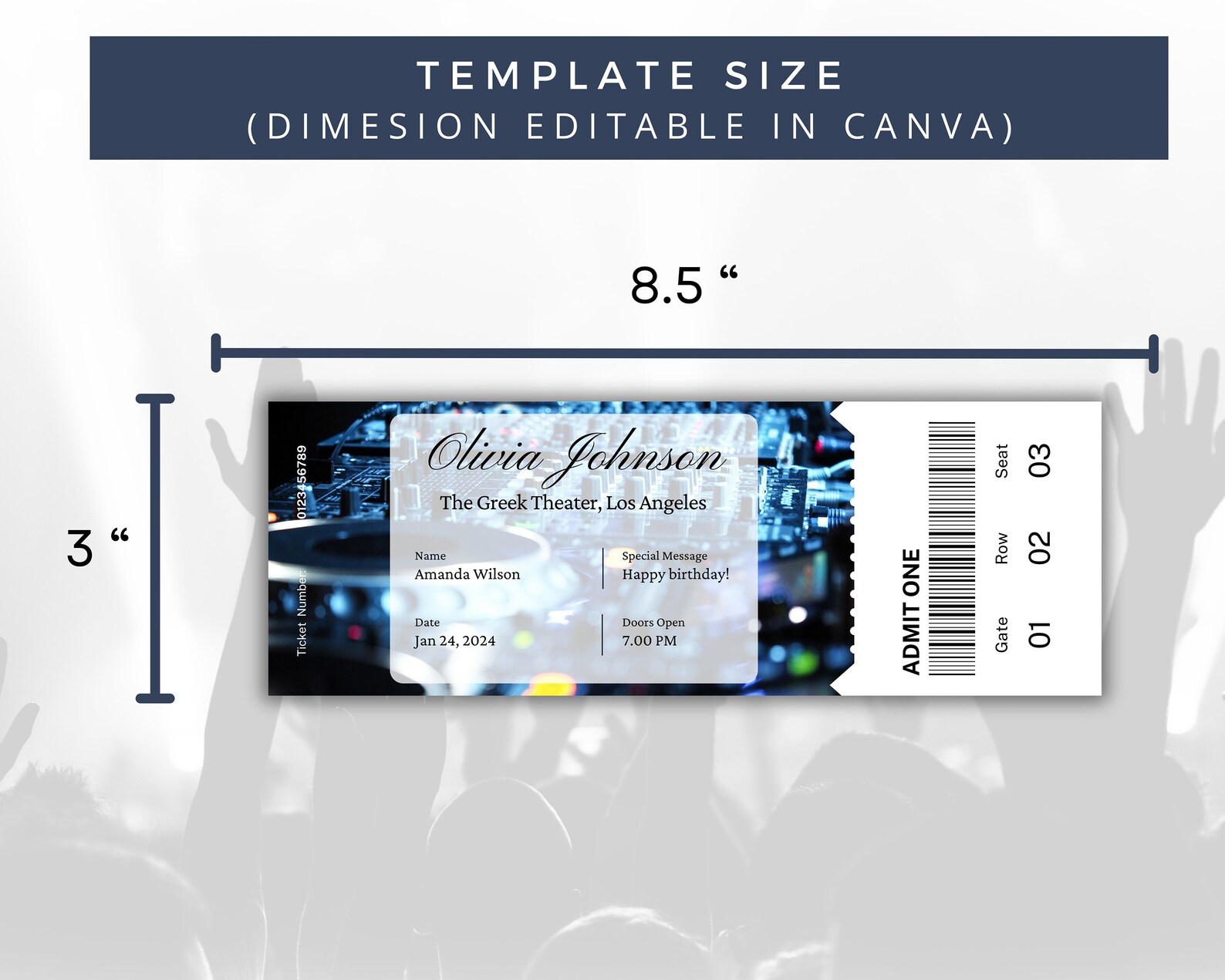 Editable Concert Ticket Template, DIY Event Ticket, Custom Concert ...