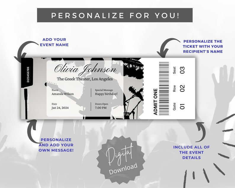 Event Ticket Template, EDITABLE DIY Event Printable, Surprise Getaway, Invitation, Christmas ...