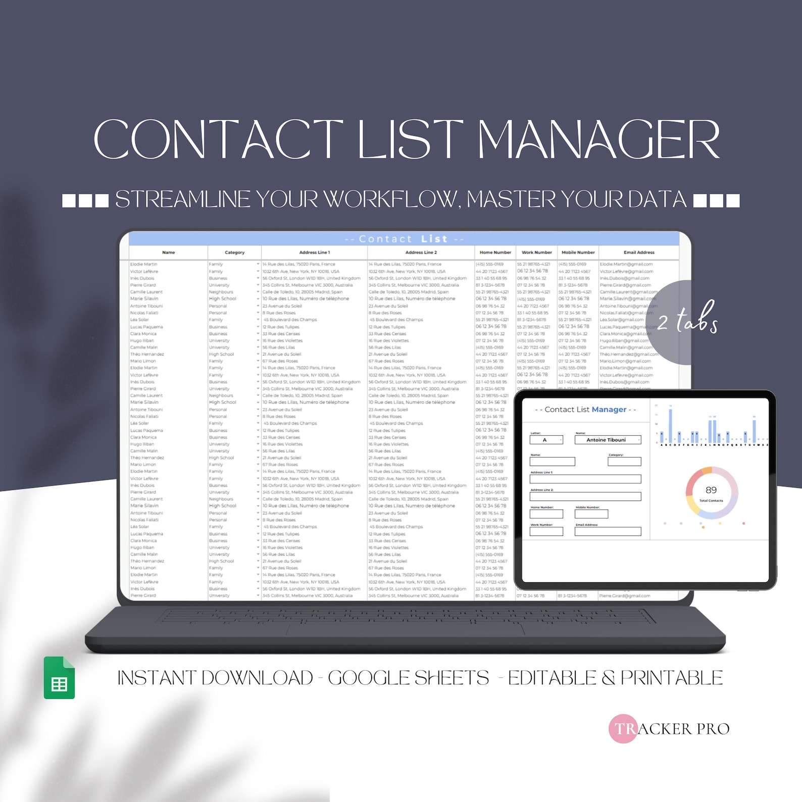 Contact List Template Google Sheets Spreadsheet, Contact List Google ...