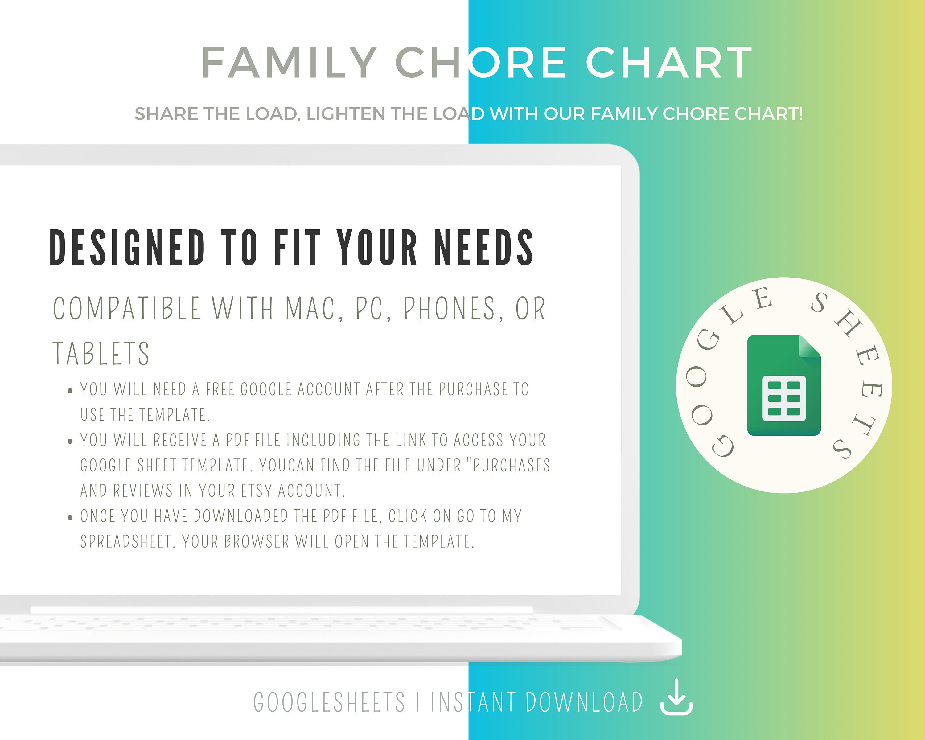 Family Chore Chart Google Sheets Template Weekly Family - Etsy