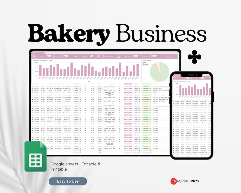 Bakery Business Bookkeeping Template, Bakery Business Income and ...