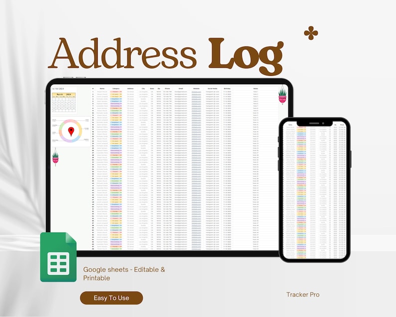 Address Book, Address Log, Address Tracker Template Google Sheets ...