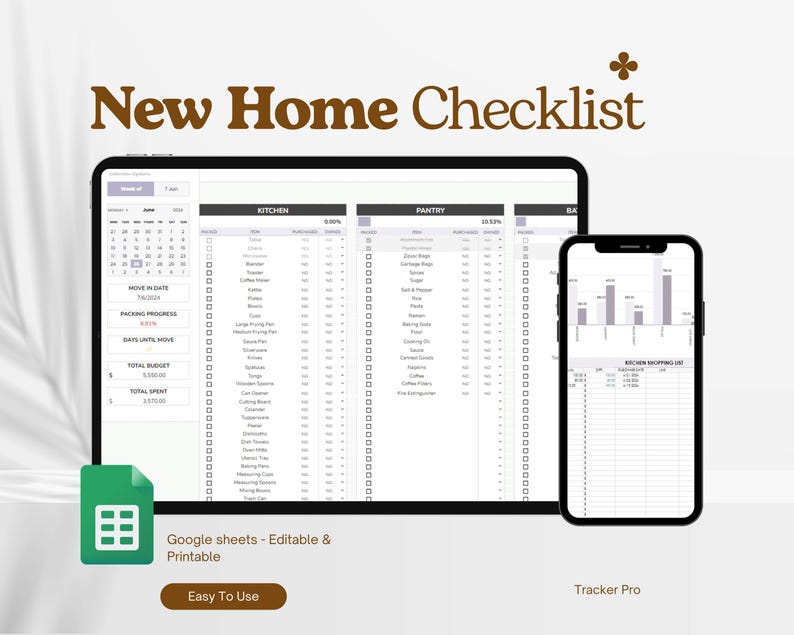 New House Checklist Template Excel Spreadsheet, Home Planner Google ...