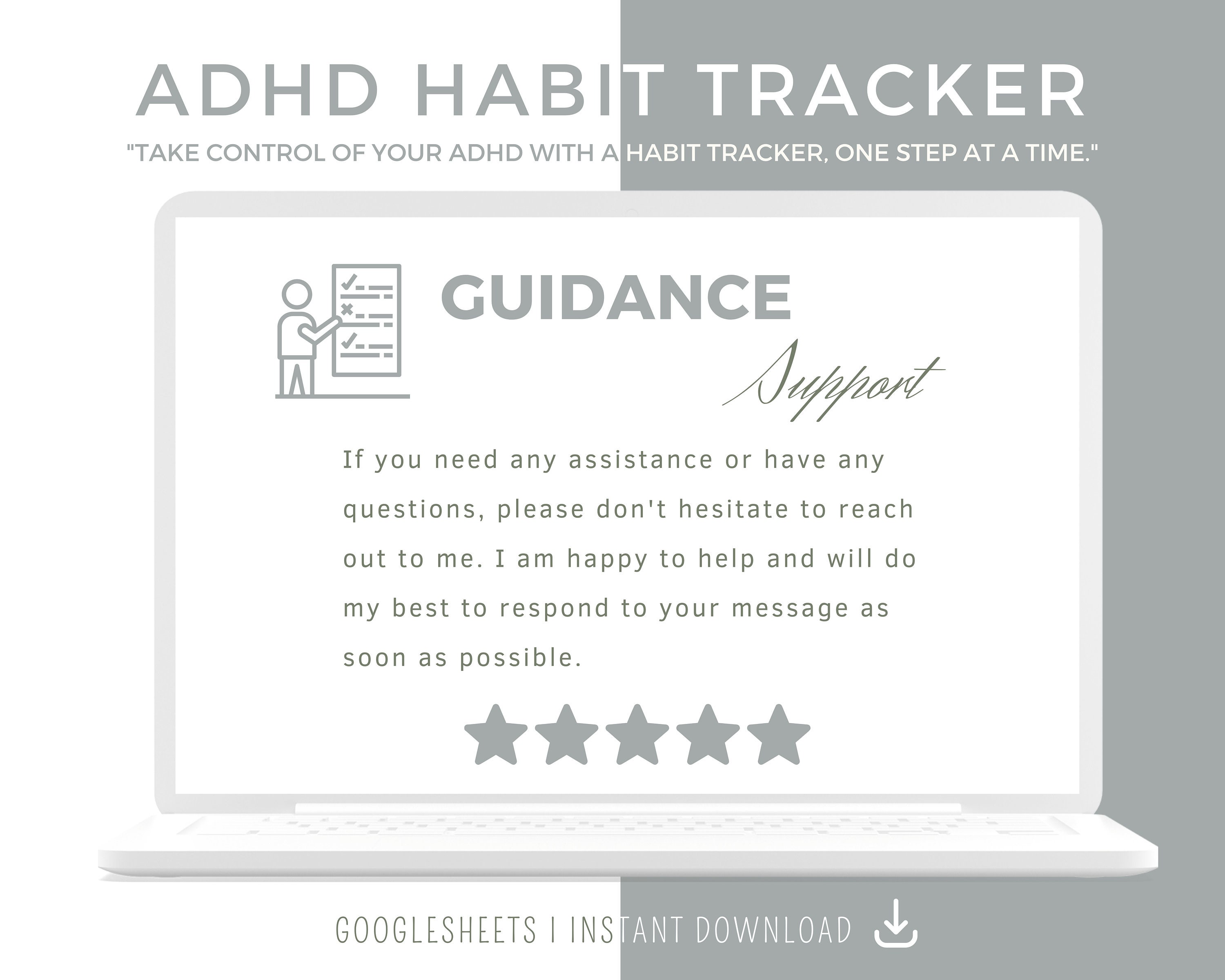 ADHD Habit Tracker Spreadsheet Google Sheets Template, Habit Planner ...