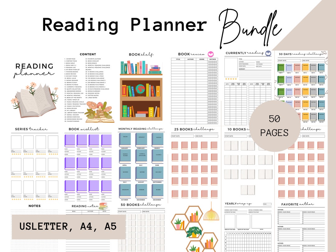 Book Reading Planner Bundle Printablereading Planner - Etsy