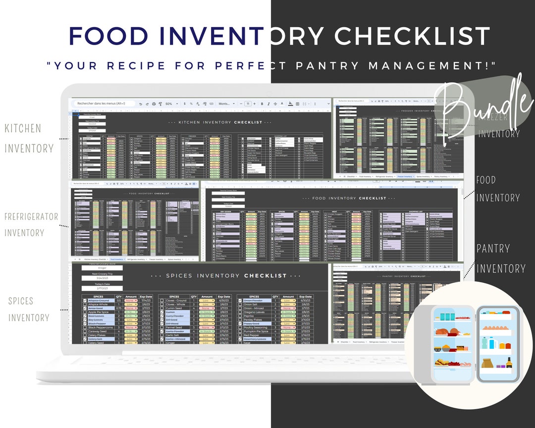 Food Inventory Ultimate Bundle, Food Tracker Spreadsheet Template List ...