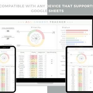 Assignment Tracker Google Sheets and Excel Spreadsheet Template ...