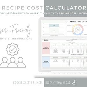 Recipe Cost Calculator for Cooking and Baking, Google Sheets and Excel ...