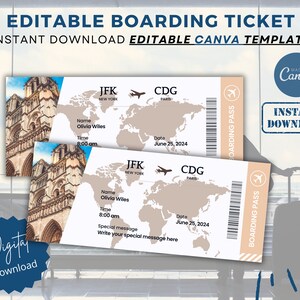 Editable Boarding Pass Template, Canva Boarding Pass, Customizable ...