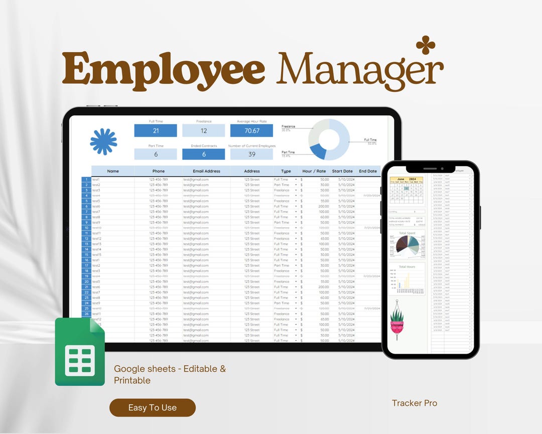HR Employee Dashboard Template, Employee Information for Google Sheets ...