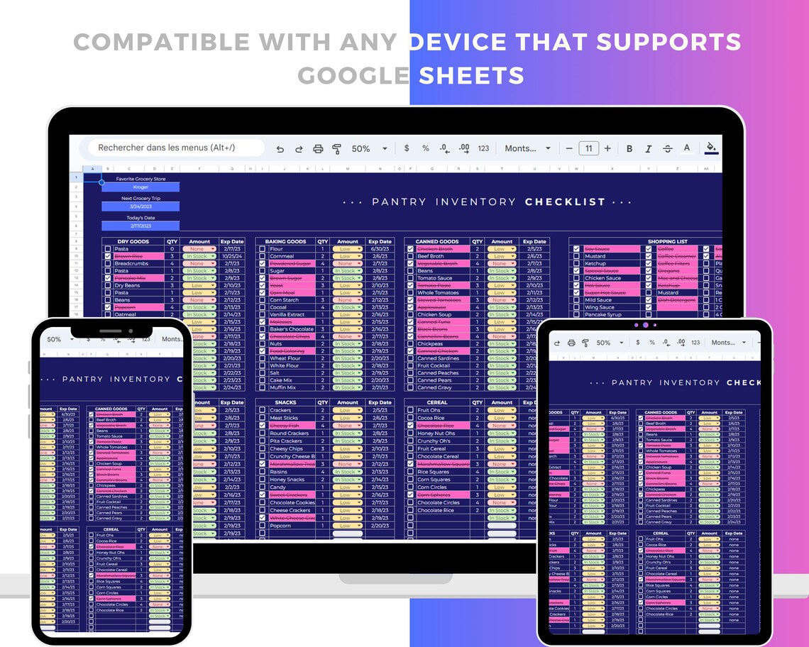 Food Tracker Excel Sheet Google, Pantry Inventory Template, Pantry ...