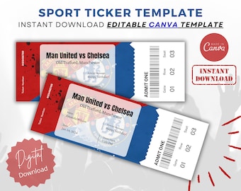 Editable Sports Ticket Template, DIY Sporting Ticket, Custom Sports ...