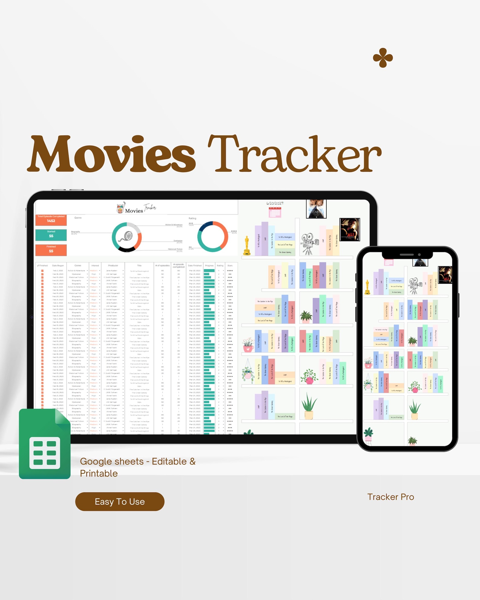 Movie Tracker Excel Spreadsheet, Movies Tracking Google Sheets, Film ...