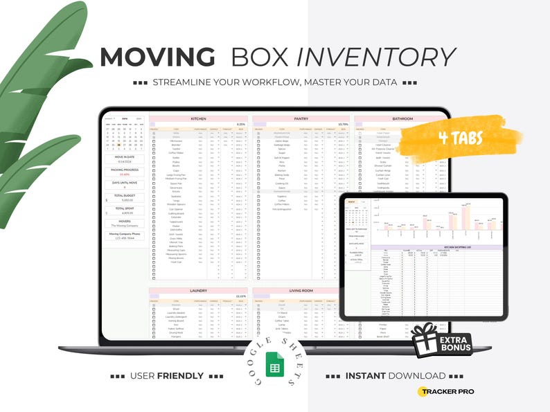 Moving Box Inventory Excel Spreadsheet, Organized Moving, Home ...