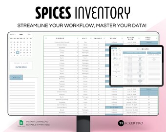 Spices Inventory List, Pantry Inventory Spreadsheet, Spice Inventory ...