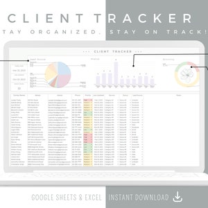Client and Task Tracker Business Planner Spreadsheet | Communication ...