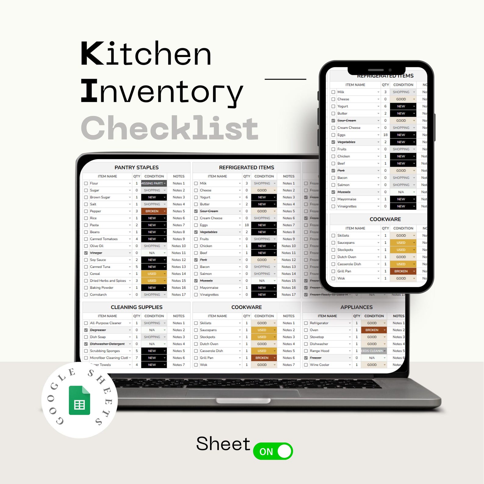 Editable Kitchen Inventory Tracker Template Pantry, Freezer, Food ...
