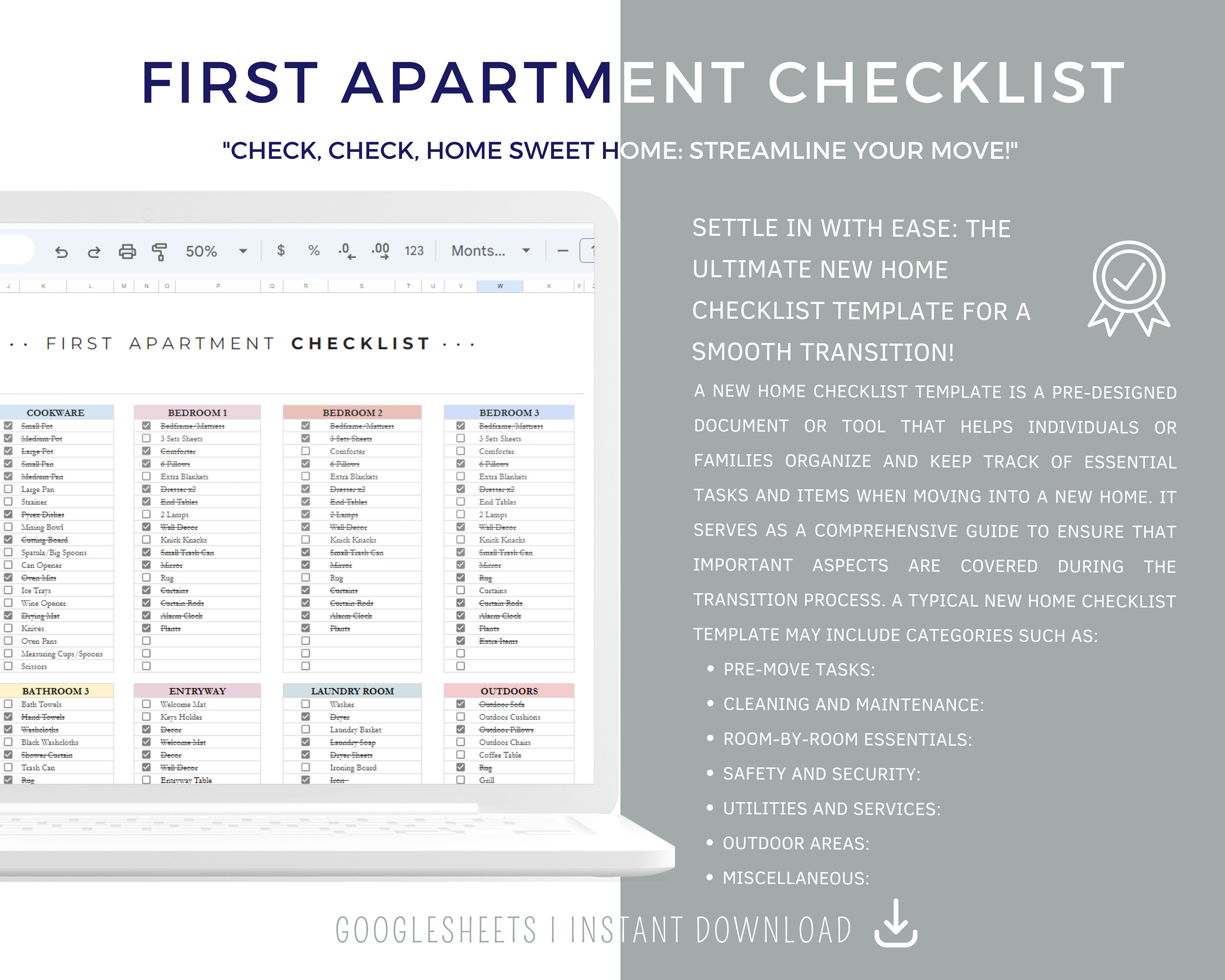 First Apartment Checklist Template Excel Spreadsheet, Our First ...