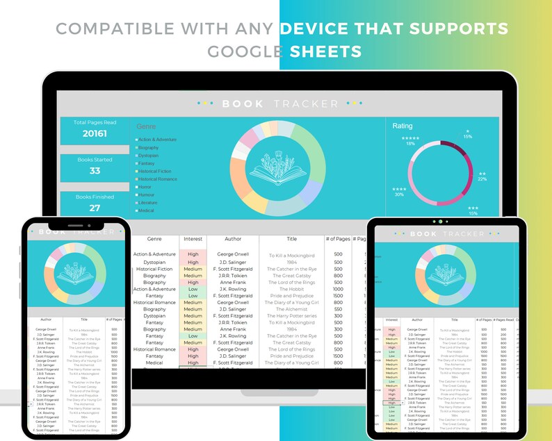 Book Journal Tracker, Book Tracker Excel, Reading Planner, Book Tracker ...