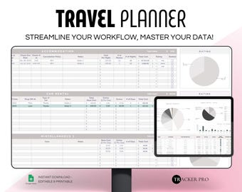 Ultimate Travel Planner Google Sheets, Digital Travel Organizer, Travel ...
