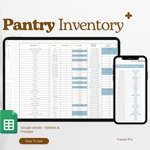 Pantry Tracker, Pantry Inventory Template, Pantry List, Food Inventory ...
